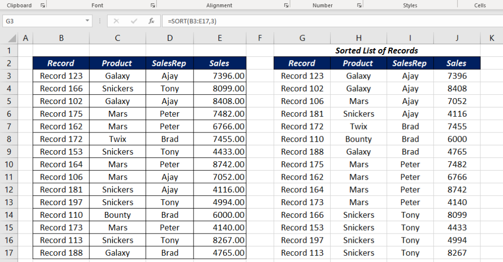 SORT Function - XL n CAD