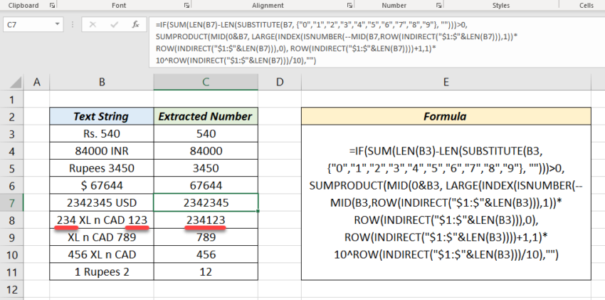 Extract Numbers From Alphanumeric Data Xl N Cad