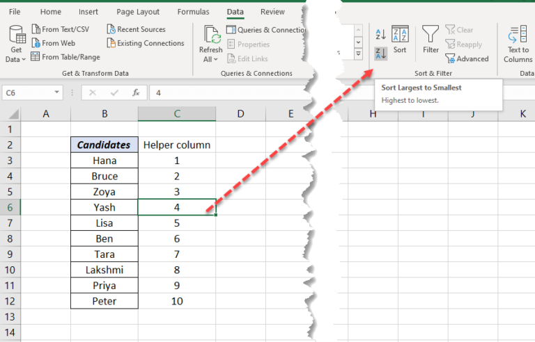 Different methods to Reverse a List in Excel - XL n CAD