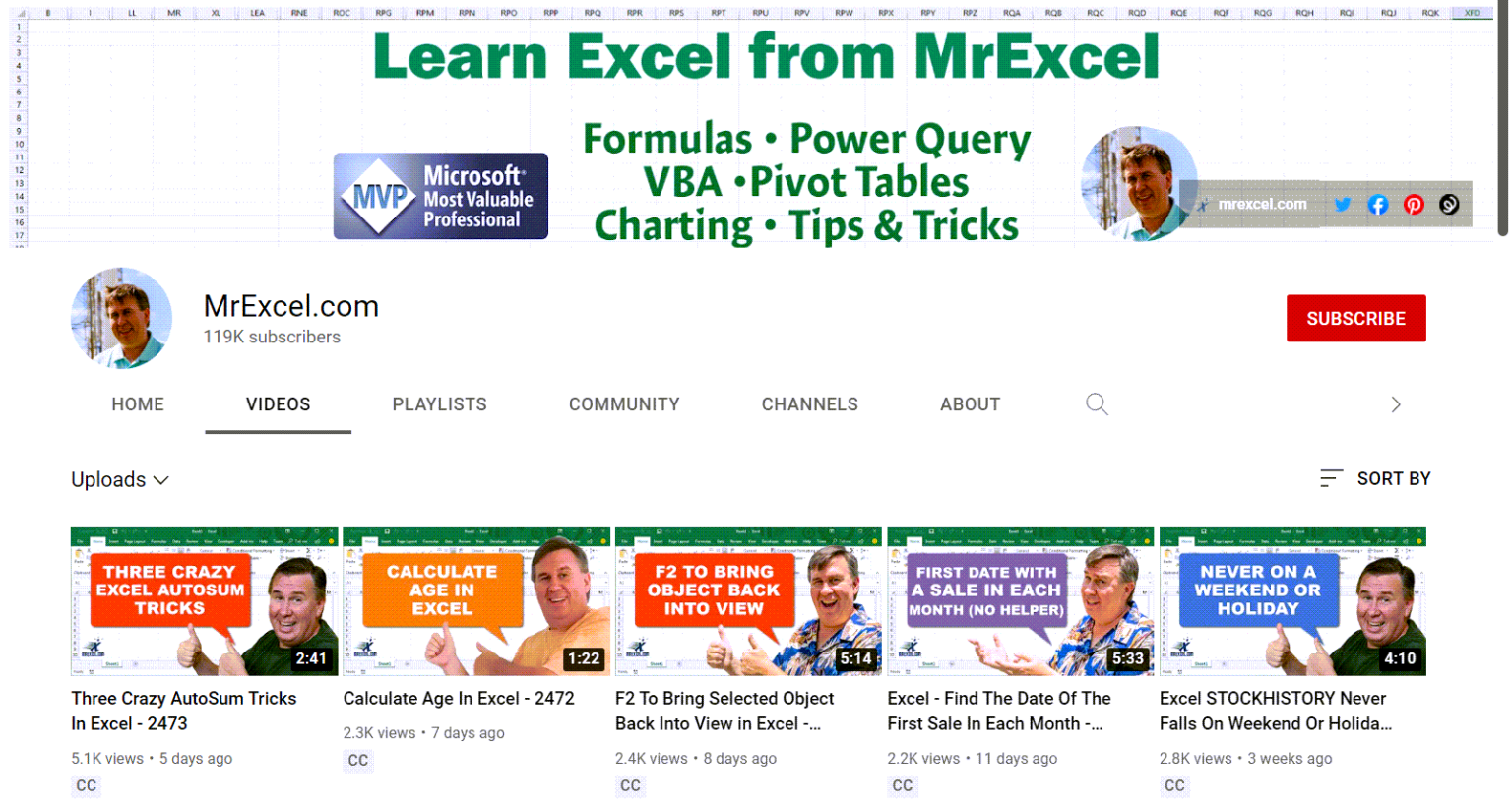 Top YouTube Channels and Blogs with Free Excel Tutorials - XL n CAD