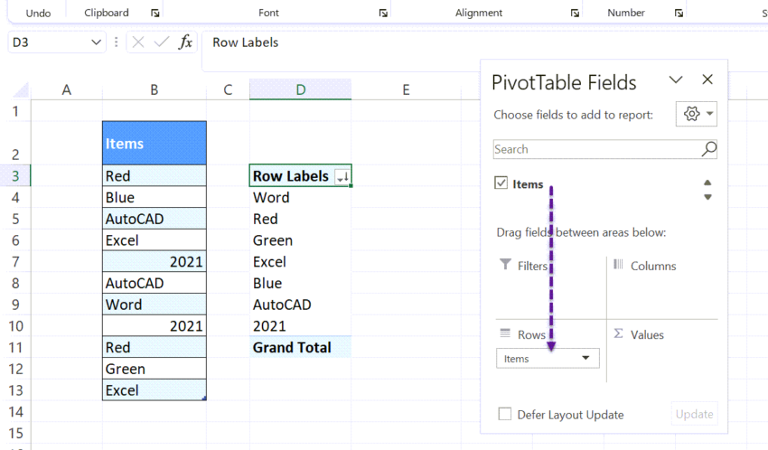Find the Count of each Item in a List in Excel - XL n CAD