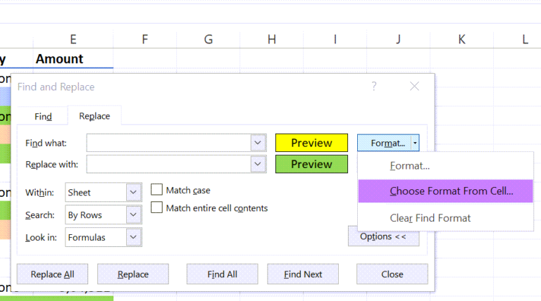 Replace Cell Color Using The Find And Replace Tool In Excel Xl N Cad
